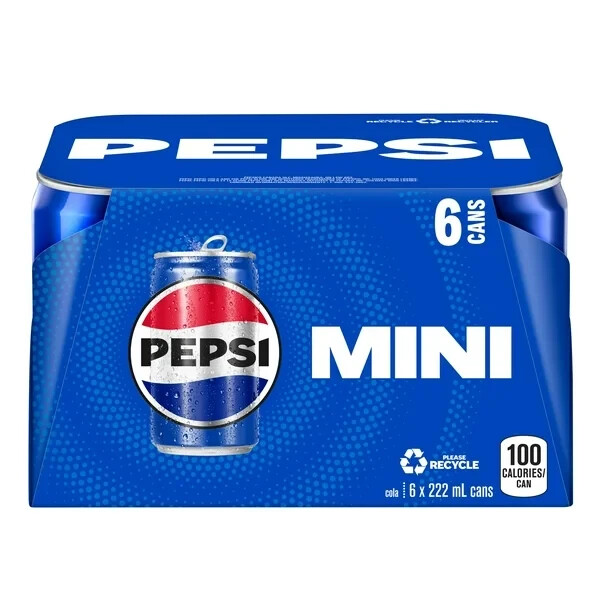 MINI CANS OF PEPSI CANADIAN SODA POP 6X222ml A MUST TRY MADE IN CANADA ...