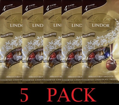 5x Lindt LINDOR Assorted Chocolate Truffles 19 oz Bag - 4 FLAVORS - 5 ...
