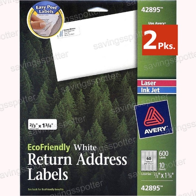 Avery Eco-friendly White Return Address Labels 600 2/3 X 1 3/4 Template ...