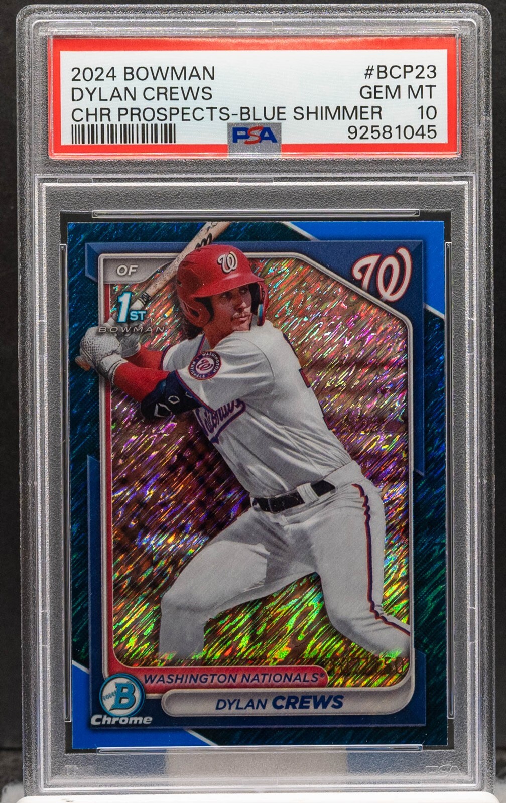 92581045 Dylan Crews 2024 Bowman Chrome Blue Shimmer Refractor RC 102/ ...