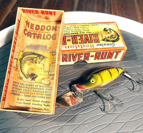 Vintage Heddon Spook Midget River Runt Go Deeper Fishing Lure In Box w ...