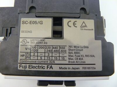 One New Fuji Electric Contactor SC-E05/G 24VDC In Box Expedited ...