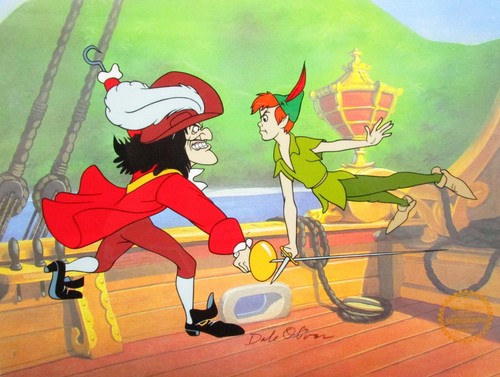 SIGNED PETER PAN CAPTAIN HOOK pirate WALT DISNEY sword knife SERICEL ...