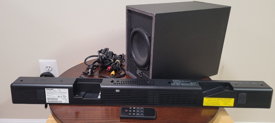 Philips CSS2123B/F7 Soundbar & Subwoofer W/Remote. Tested, Works ...