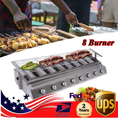 8 Burner Gas Grill LPG Tabletop Stainless Steel Buffet Barbecue BBQ Gas ...