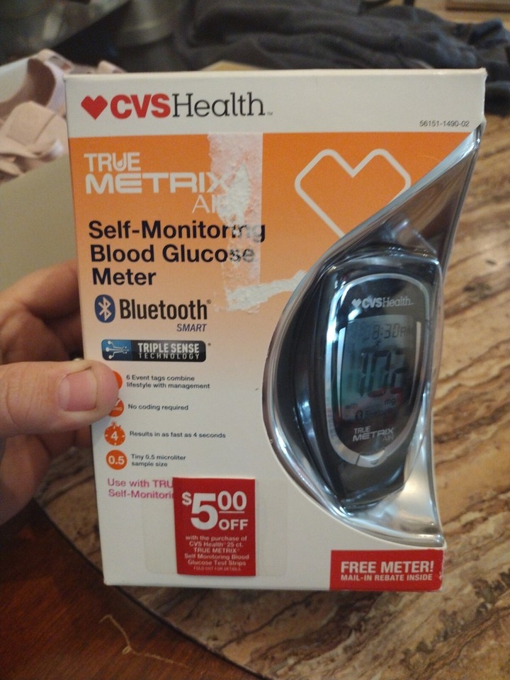 CVS True Metrix Air Self Monitoring Blood Glucose Meter+ Blood Pressure ...