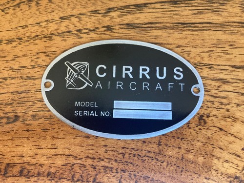 CIRRUS Aircraft DEA Req'd Aircraft Identification Data Plate | eBay