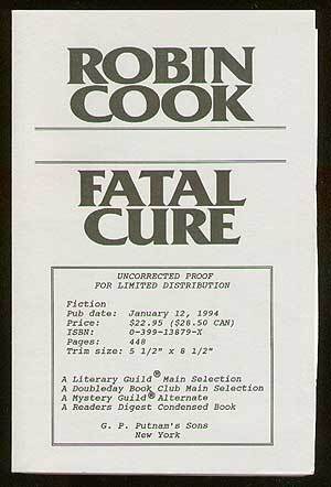 Robin COOK / Fatal Cure Uncorrected Proof 1st 1994 | eBay