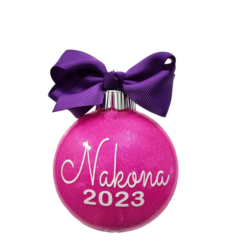 Personalized Christmas Ornament Gift Name Glitter Tree Bulb Secret ...