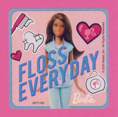 10 Barbie Dental Large Stickers - Medical - Floss Everyday - one design ...