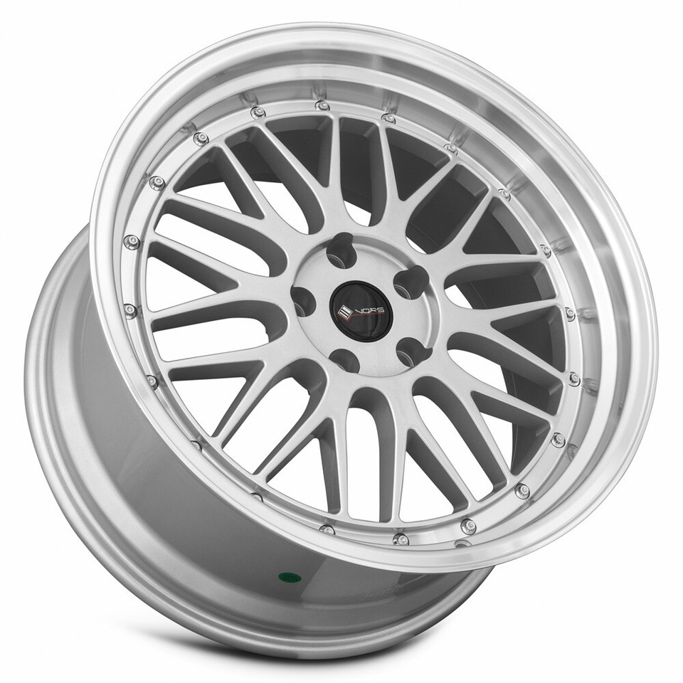 20x9.5 Vors VR8 5x115 +35 Silver Machine Lip Chrome Rivet Wheels (Set ...