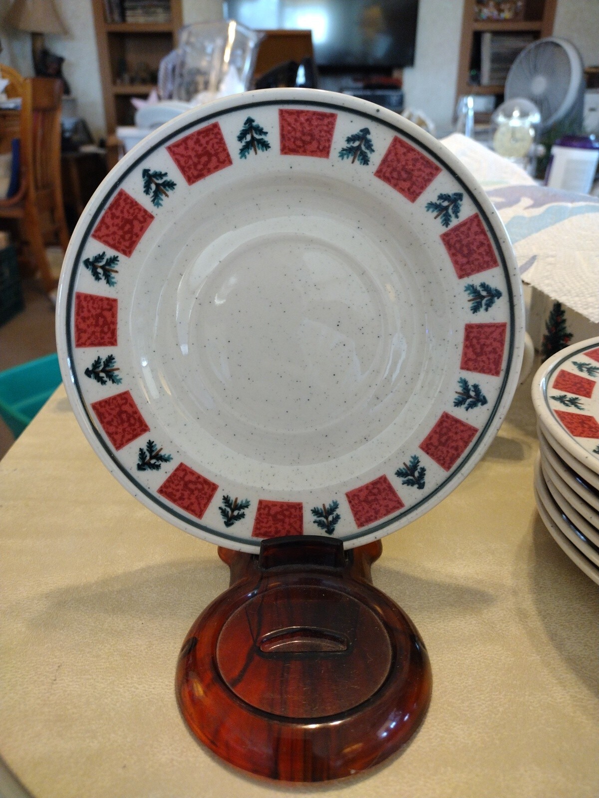 Folk Craft HOLIDAY Stoneware Christmas Tree Saucer | eBay