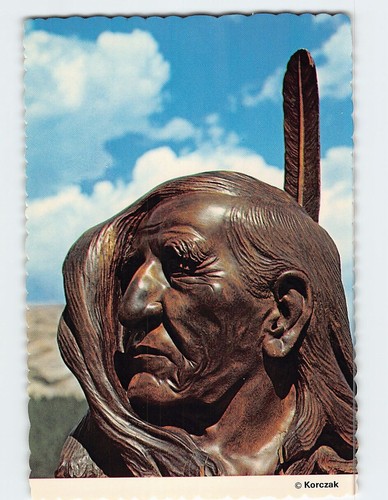 Postcard Henry Standing Bear Crazy Horse Mountain Carving Black Hills ...