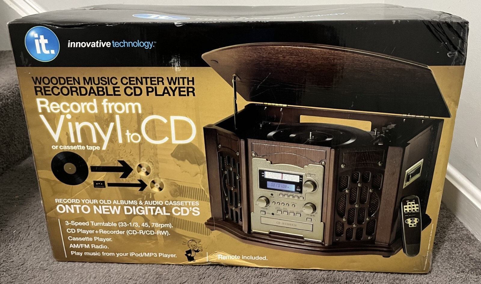 Innovative Technology ITRR-501 Wooden Recordable Music Center - Brown ...