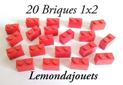 Lot de 20 x Pièces de Lego 3004 Brick 1x2 Couleur Red Rouge Brique 2x1 ...