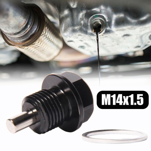 Magnetic Sump Plug M14 x 1.5 (M14x1.5 Bolt) Oil Drain Black , Washer ...