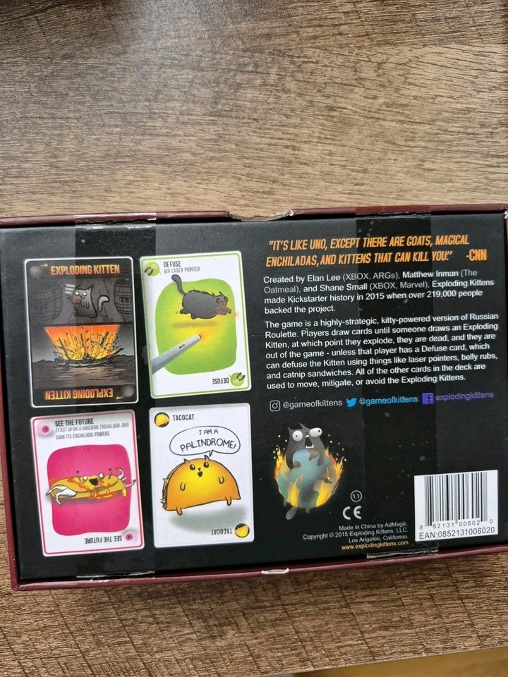Exploding Kittens Card Game - 2-5 Players - Great Condition 100% ...