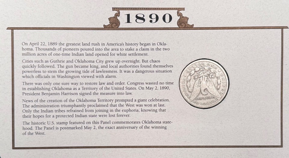 1890 O MorganSilver Dollar PCS With Vintage Stamps Very Sharp Coin 90% ...