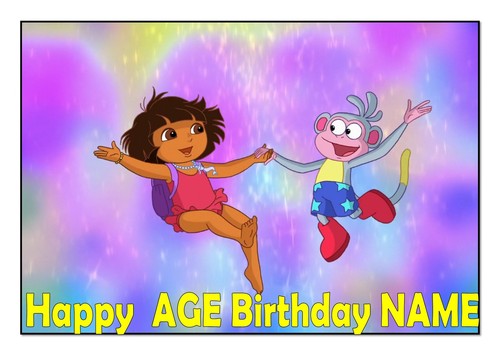 DORA EXPLORER POOL PARTY CAKE TOPPER A4 EDIBLE ICED ICING FROSTING ...