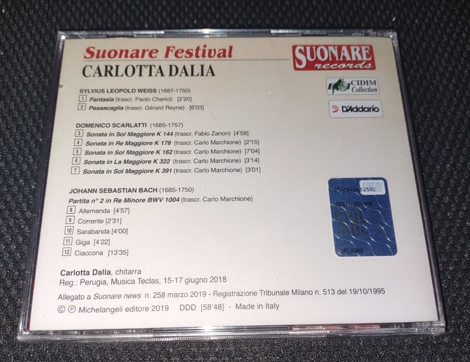 Carlotta Dalia: Weiss Scarlatti Bach CD 2019 Suonare Classical Guitar ...