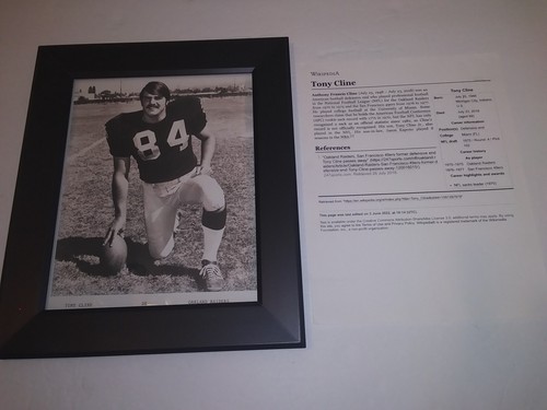 NFL Oakland Raiders+49er Tony Cline 8x10 framed photo + info sheet on ...