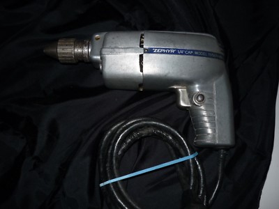 1/4" Vintage ZEPHYR Electric Drill Tested Quarter-Inch 1600 RPM Model ...