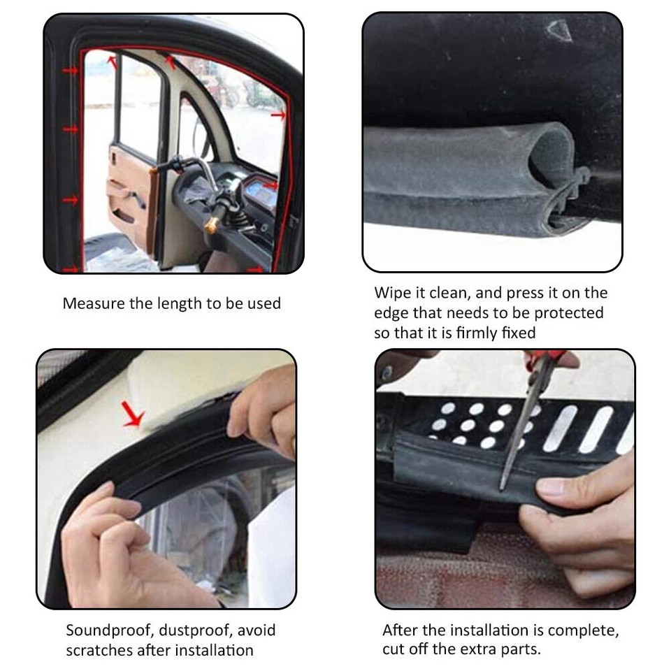 19FT Car Door Weatherstrip Rubber Seal Strip with Side Bulb Anti-dust ...