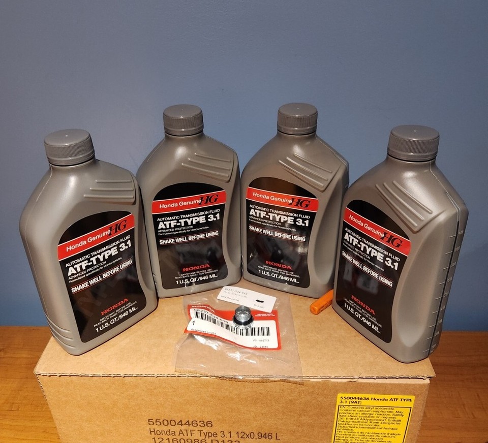 4x QTS OEM Honda ATF Type 3.1 W/Plug Bolt 9SPD Transmission NEW SEALED ...