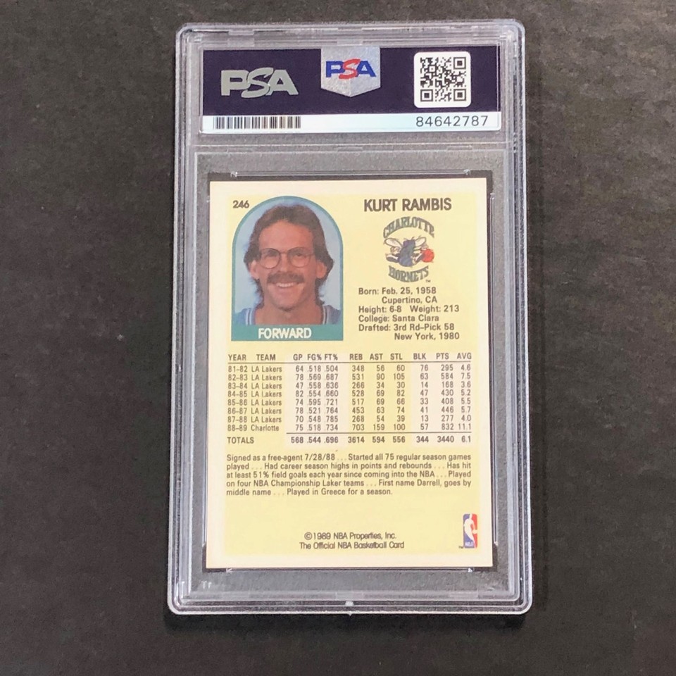 1989 NBA Hoops #246 Kurt Rambis Signed Card Auto 10 PSA Slabbed Hornets ...
