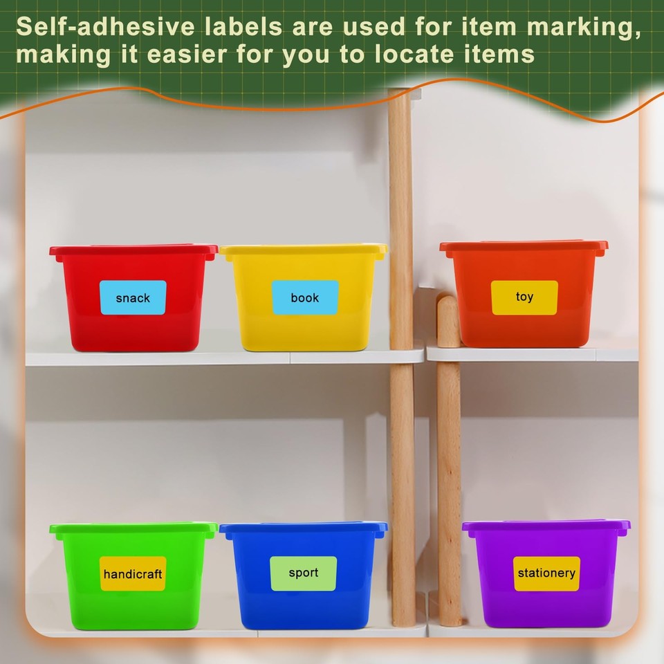 24 Pcs Plastic Cubby Bins with Adhesive Labels for Classroom ...