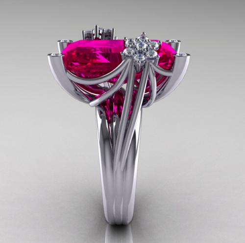 Lab Created Radiant Cut Blood Red Gemstone Wedding Women's Matt Finish ...