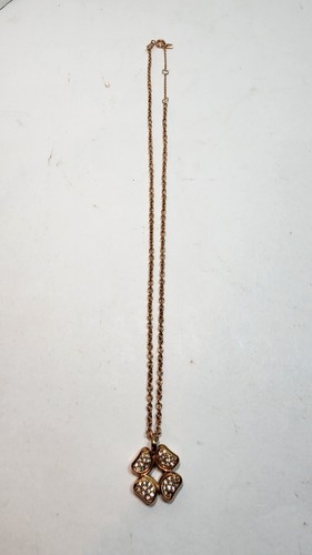 Fossil Four Leaf Clover Rhinestone Pendant Rose Gold Necklace EUC | eBay