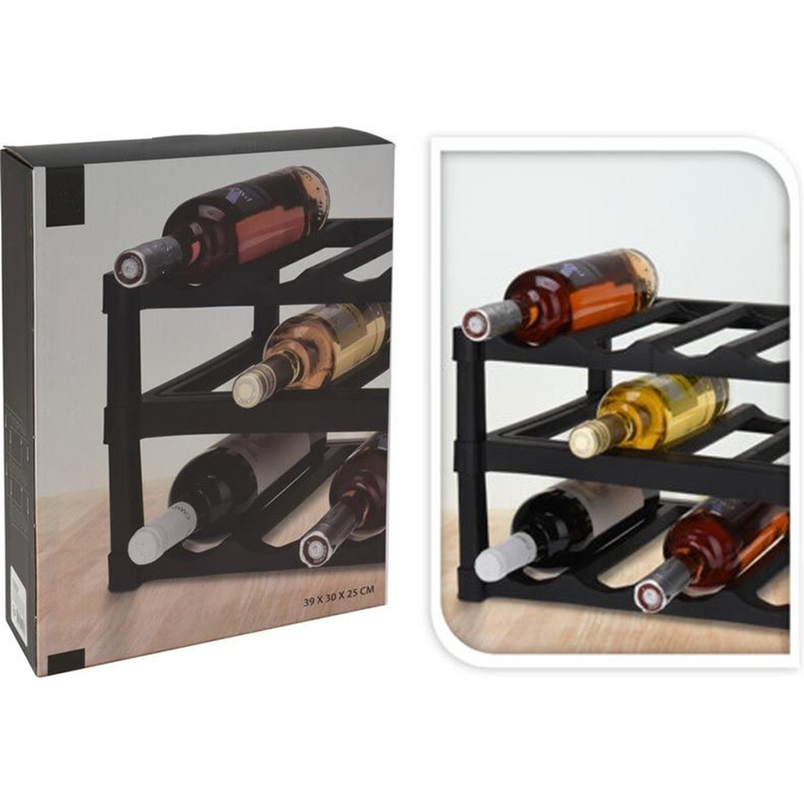 3 Tier Wine Rack Stackable 12 Bottle Free Standing Storage Stand ...