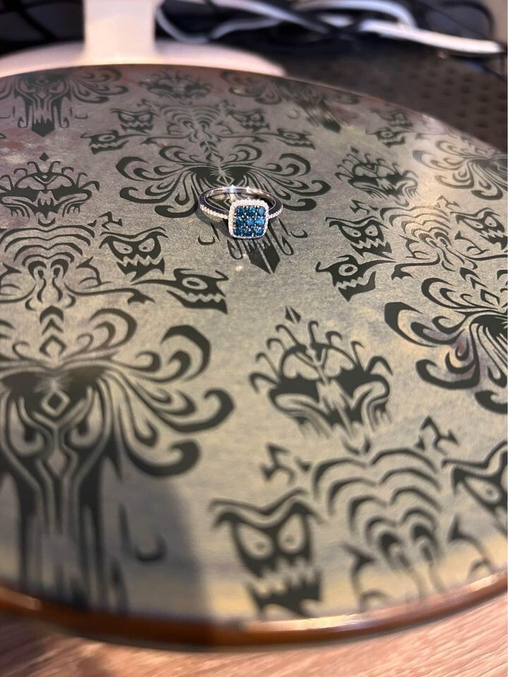 Blueberry Diamond and Vanilla Diamond Square Ring in 14k Vanilla Gold ...