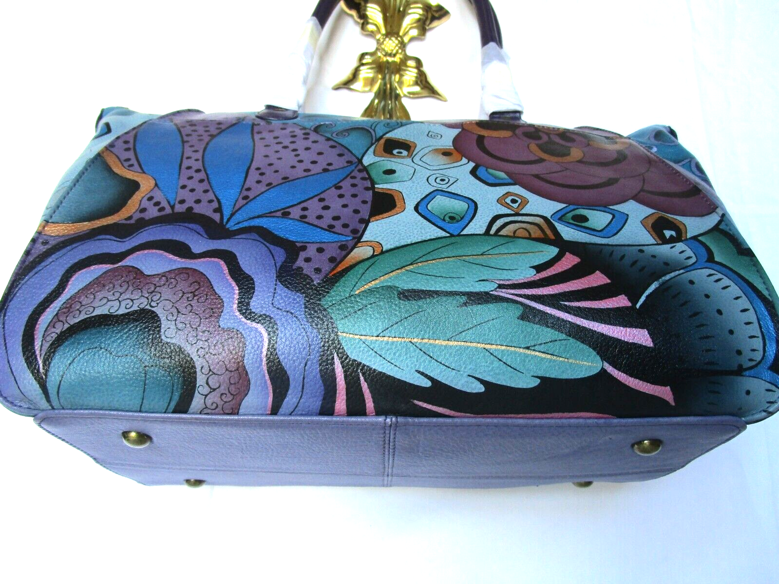 Anuschka Hand Painted Leather Tote Large Multicolor Floral Print NWT | eBay