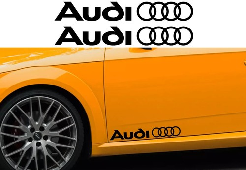 2 x AUDI LOGO RINGS CAR VINYL STICKERS / DECALS SIDE SKIRT GRAPHICS | eBay