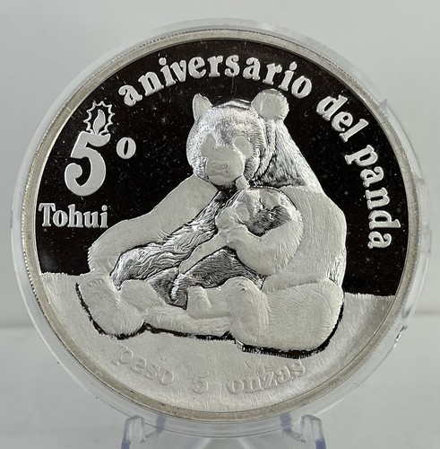 1987 Mo Mexico Aniversario Del Panda Tohui - 5 Onza .999 Fine Silver ...