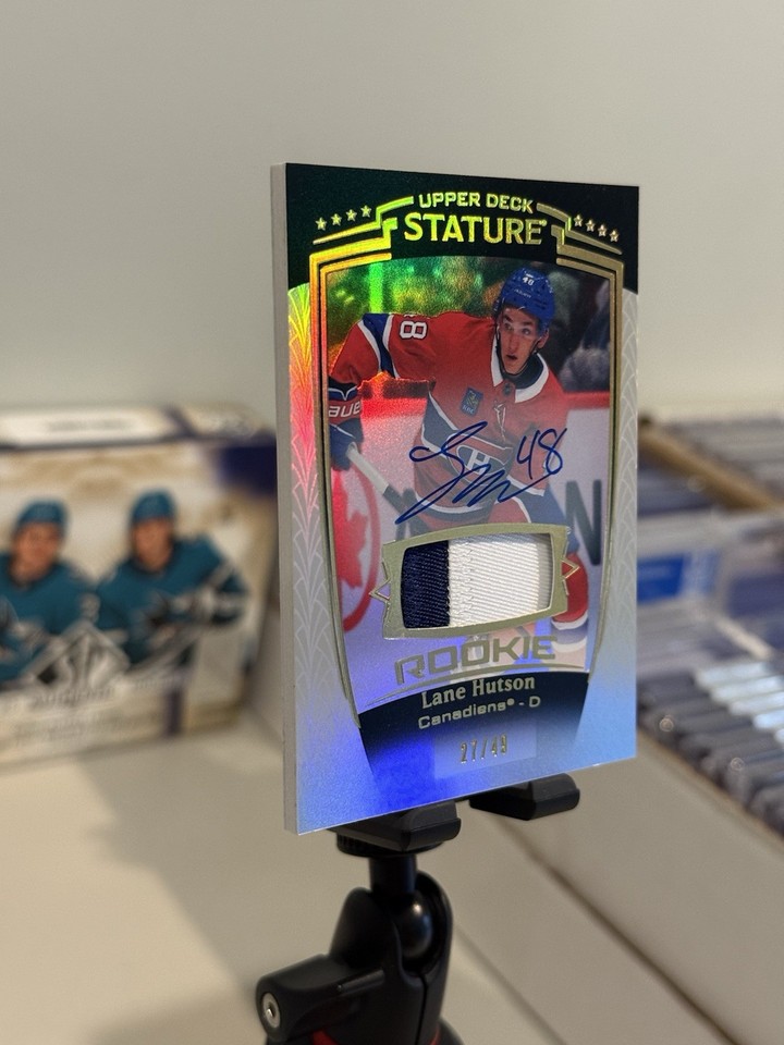 Lane Hutson 2024-25 Upper Deck Stature Rookie Patch Auto #/49 - 2 Color ...