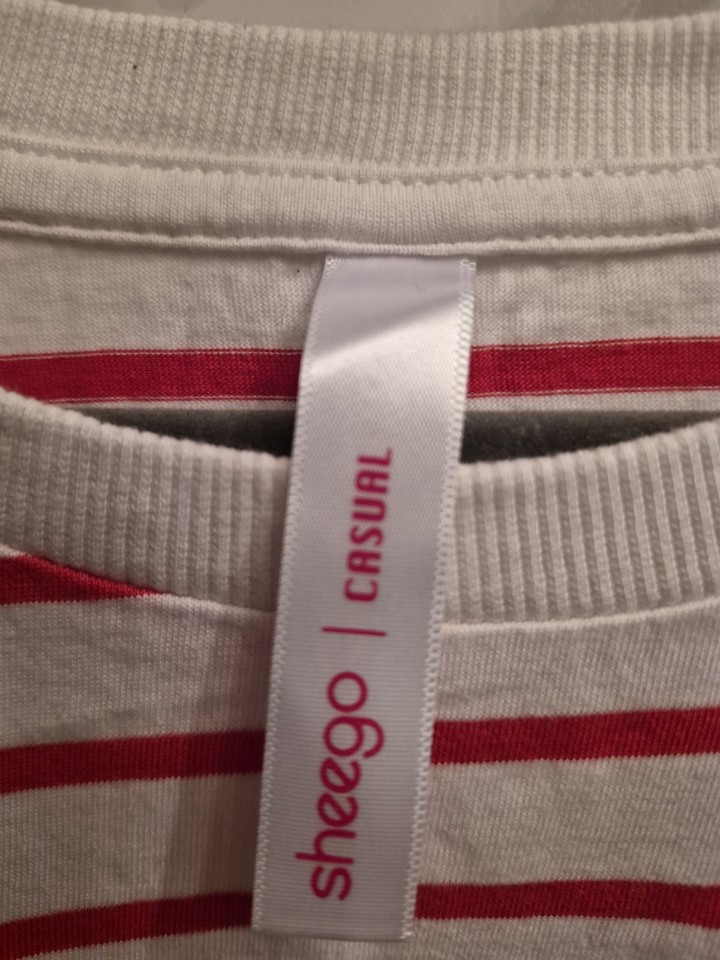 NEU Sheego Casual Damen T-Shirt Shirt 46 / 48 Rot Weiß Gestreift ...