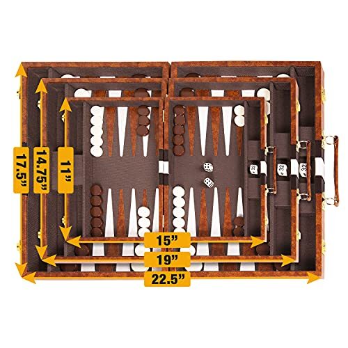 Crazy Games Backgammon Set - Classic Medium Brown 15 Inch Backgammon ...
