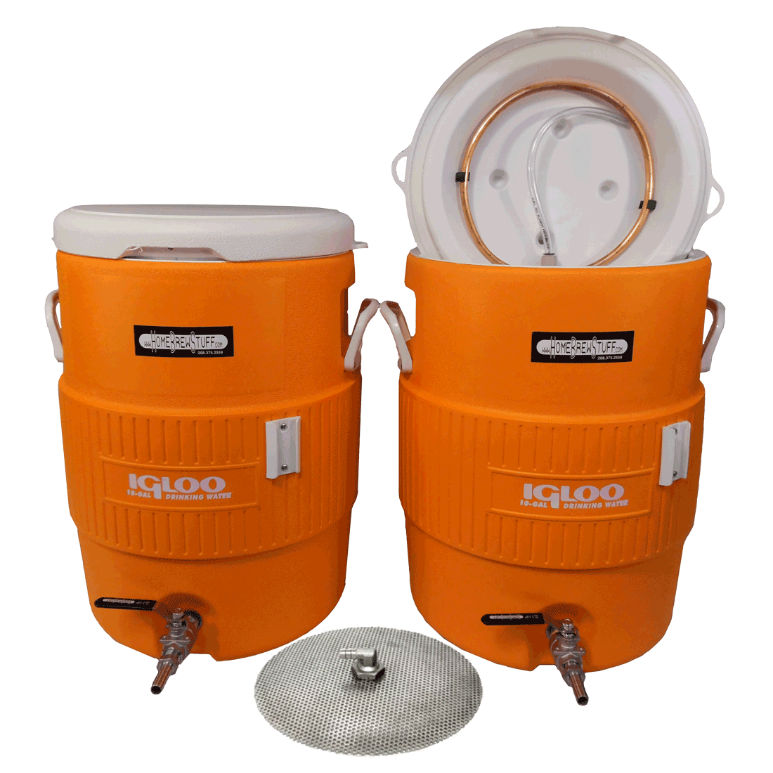 10 Gallon 40 Quart Cooler Mash Tun HLT Set W Stainless Steel False