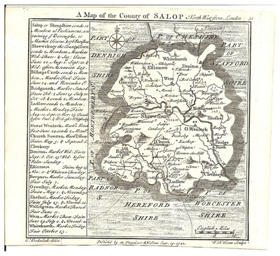 Antique map, Badeslade & Toms, 1742, Shropshire (Salop) | eBay