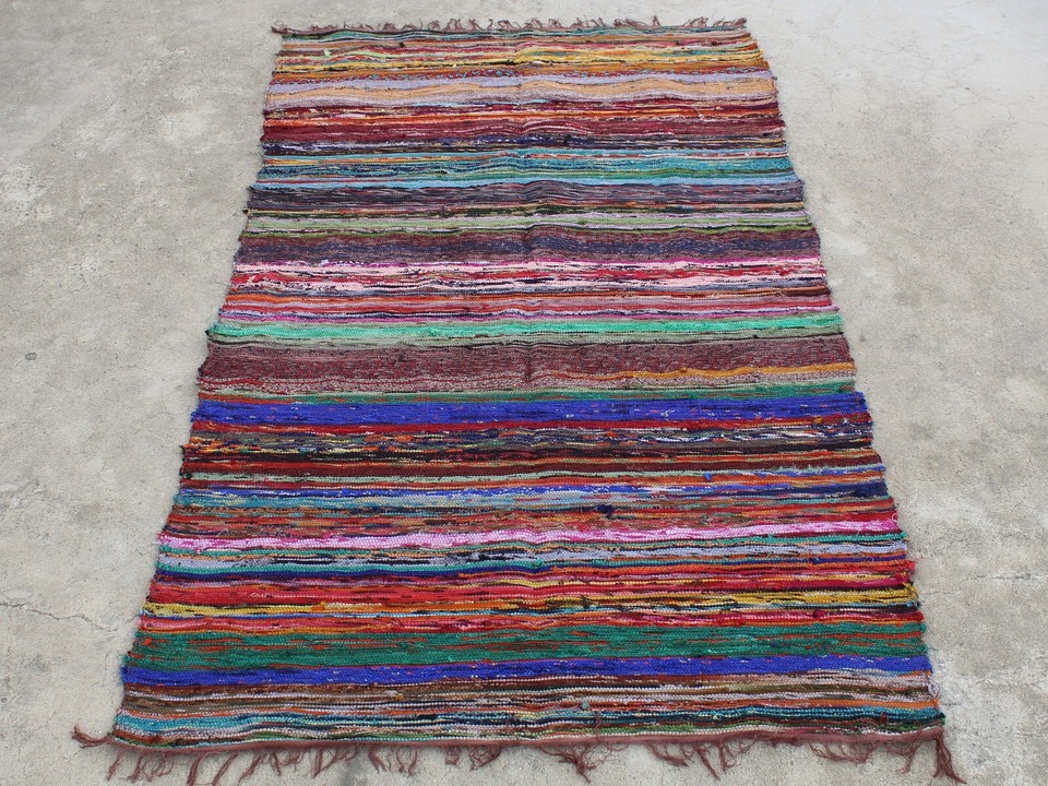 Indian Handmade Cotton Chindi Rug Home Decor Area Rag Rug Recycle ...
