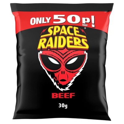 Space Raiders Beef Crisps 36 x 25g Bags Bold Savoury Flavour Snack ...