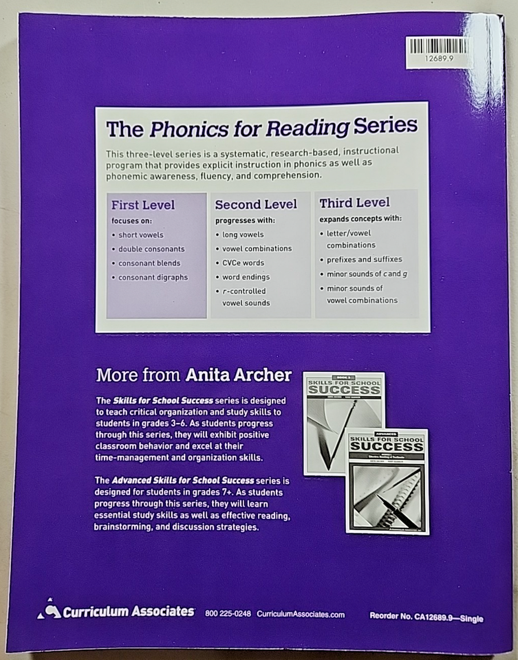 Phonics for Reading First Level Teacher Guide Curriculum Associates ...