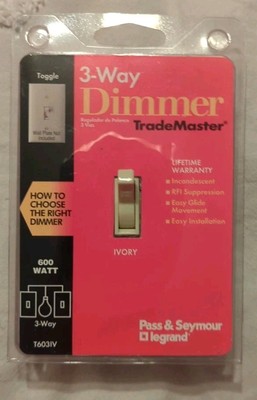 3-Way 600 Watt Light Almond Toggle Dimmer Switch Pass & Seymour L NEW ...