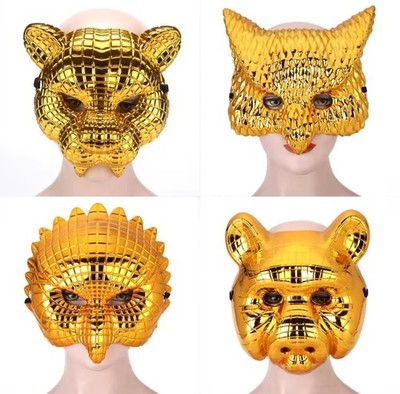 4 Pc Shiny Golden VIP Halloween Masks Full Set Leopard Pig Eagle Owl | eBay