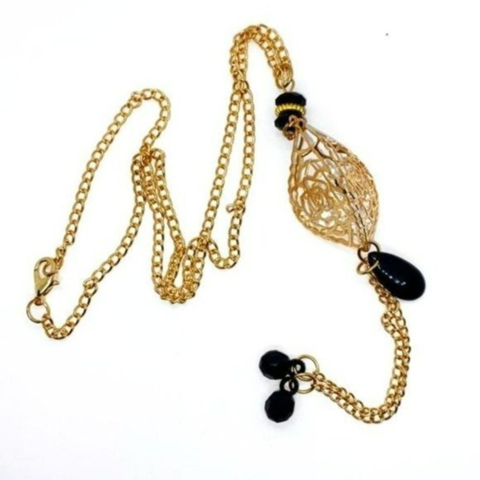 Gold-Tone Laser-Cut Rose 3D Pendant Bead Necklace | eBay