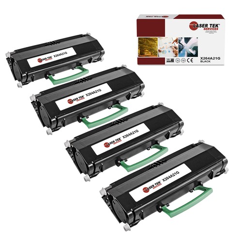 4Pk LTS X264 X264A21G Black Compatible for Lexmark X264DN X363DN X364 ...