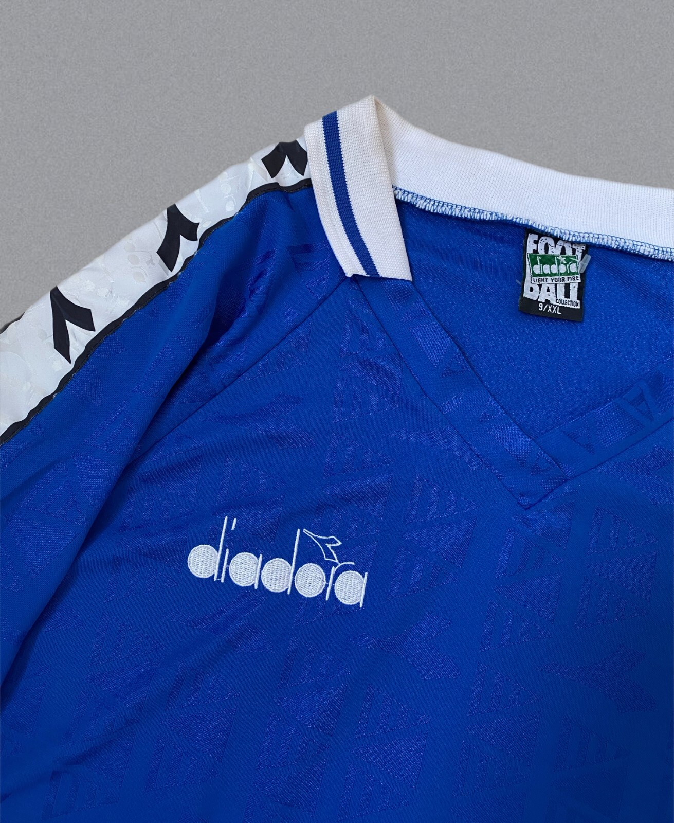 Diadora soccer jersey vintage monogram rare XXL size blue and white | eBay